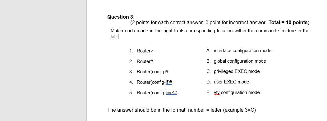 Solved Question 3: (2 points for each correct answer. 0 | Chegg.com