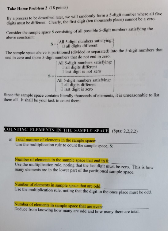 Solved Take Home Problem 2 (18 points) By a process to be | Chegg.com