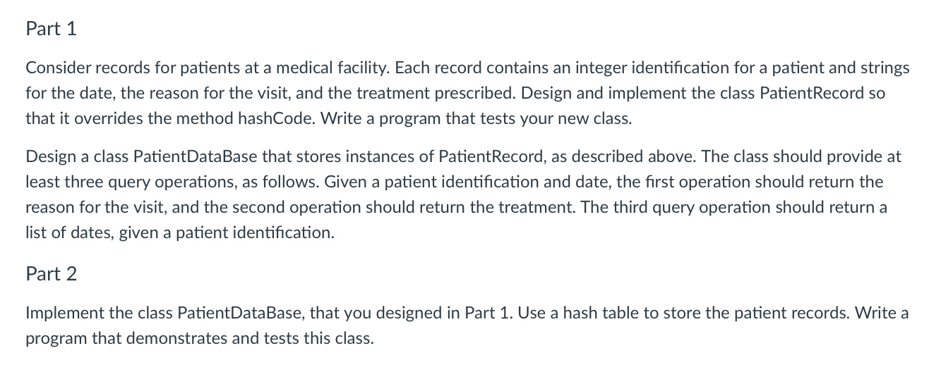 Solved Part 1 Consider records for patients at a medical | Chegg.com