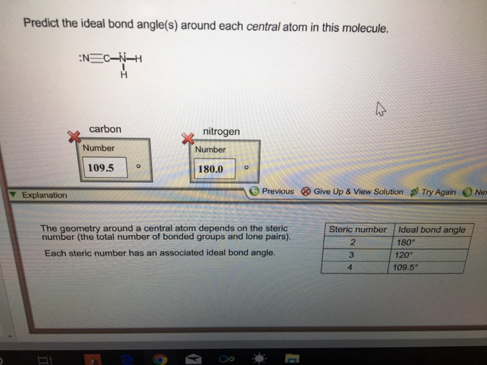 Solved Predict the ideal bond angle(s) around each central | Chegg.com