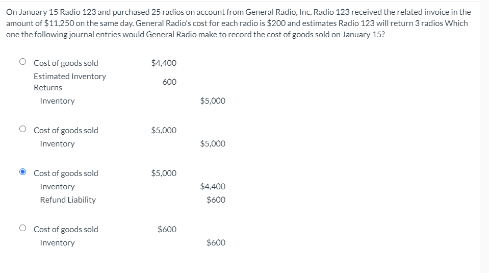 Solved On January 15 Radio 123 and purchased 25 radios on | Chegg.com