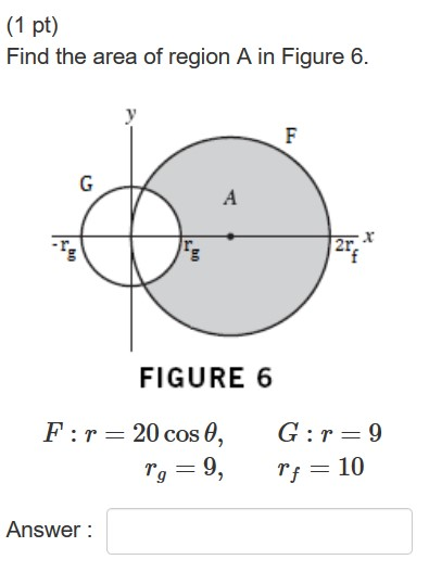 Solved (1 pt) Find the area of region A in Figure 6 2r | Chegg.com