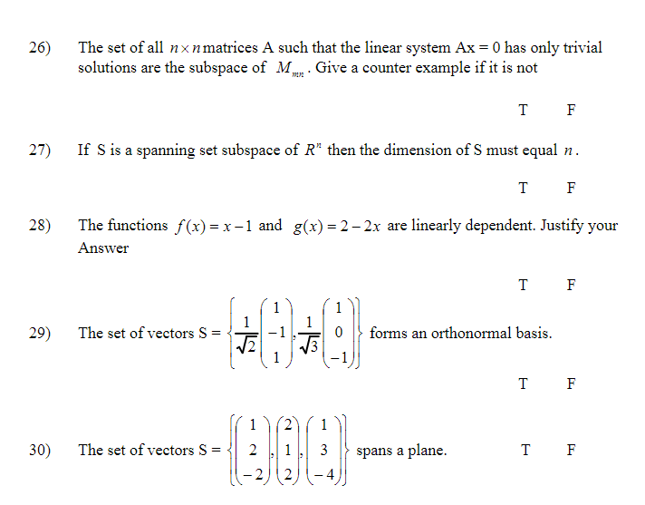 Solved 26) The set of all nxn matrices A such that the | Chegg.com