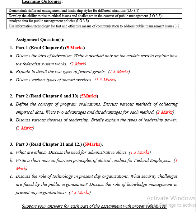 Solved Assignment Question(s): 1. Part 1 (Read Chapter 6) (5 | Chegg.com
