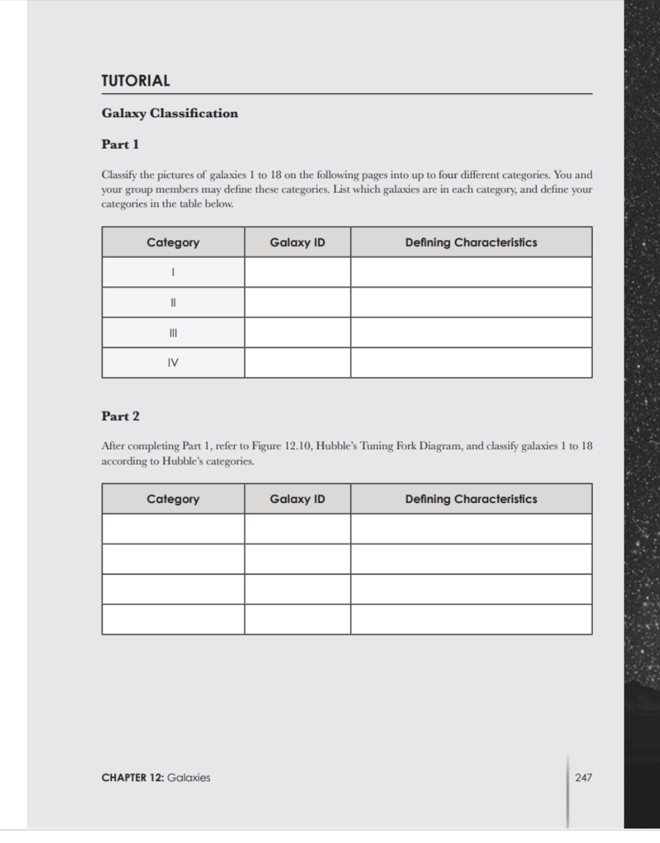 TUTORIAL Galaxy Classification Part 1 Classify the | Chegg.com