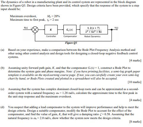 The dynamics of a robot in a manufacturing plant and | Chegg.com