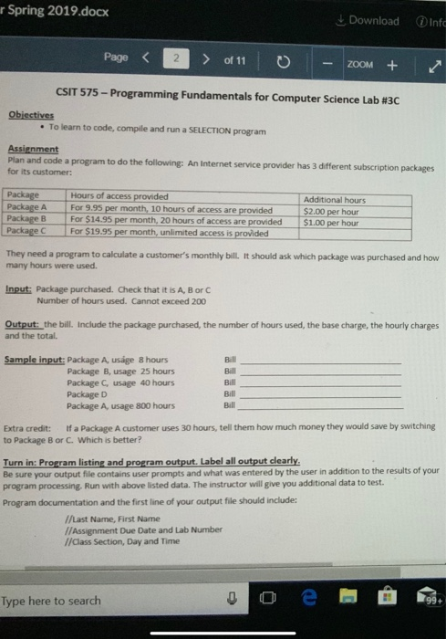 r Spring 2019.docx Download Info Page 2 CSIT | Chegg.com