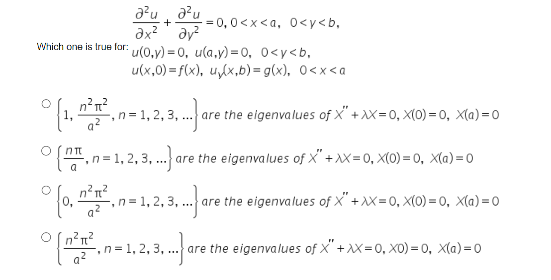 Solved ∂x2∂2u+∂y2∂2u=0,0 | Chegg.com