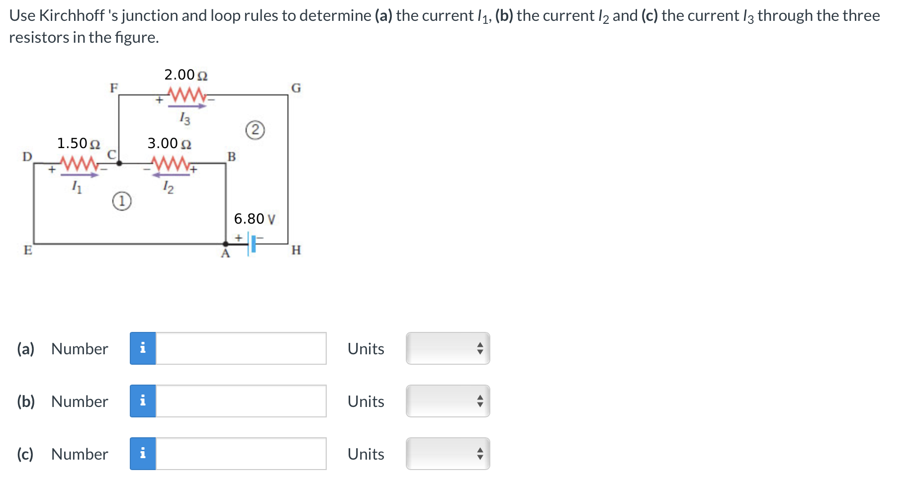 Solved Use Kirchhoff 's junction and loop rules to determine | Chegg.com