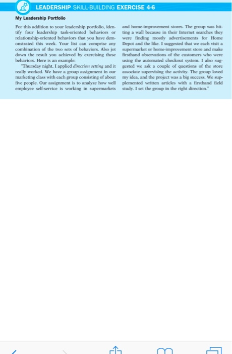 Solved LEADERSHIP SKILL-BUILDING EXERCISE 4-6 My Leadership | Chegg.com