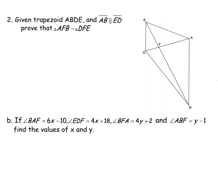 Solved 2. Given trapezoid ABDE, and AB∥ED prove that | Chegg.com