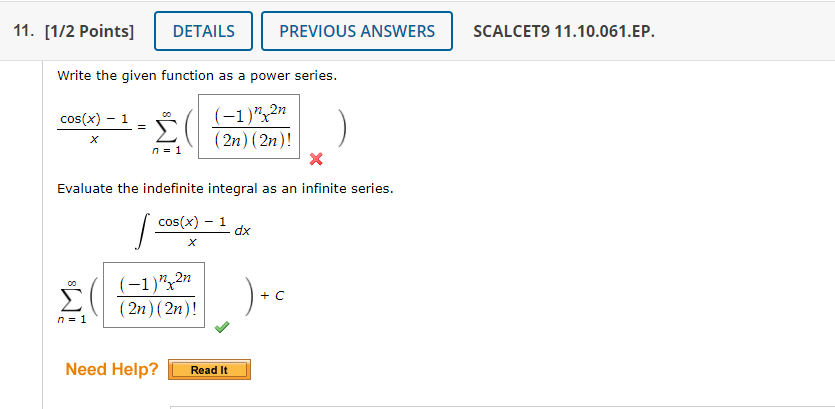 Solved 11. [1/2 points) DETAILS PREVIOUS ANSWERS SCALCET9 | Chegg.com Solved 11. [1/2 points) DETAILS PREVIOUS ANSWERS SCALCET9 | Chegg.com