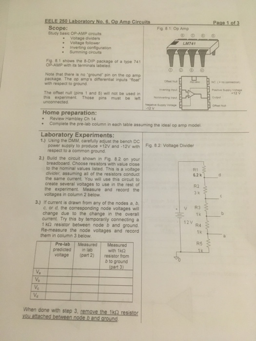 Solved EELE 250 Laboratory No.6. Op Amp Circuits Scope: | Chegg.com