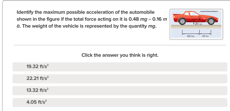 Solved Identify the maximum possible acceleration of the | Chegg.com