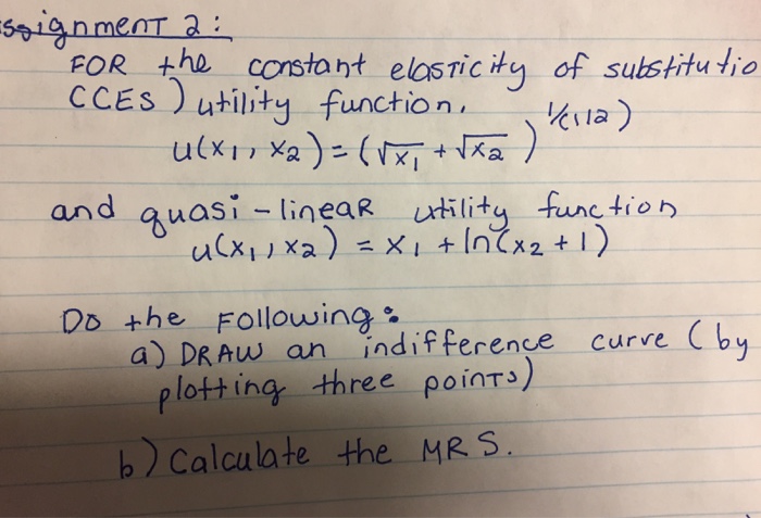 Solved FOR the constant elasticity of substitution (CEs) | Chegg.com