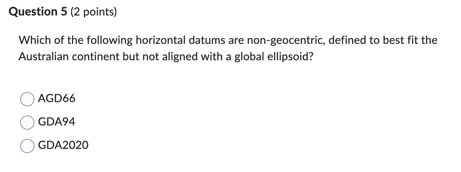 Solved Which of the following horizontal datums are | Chegg.com
