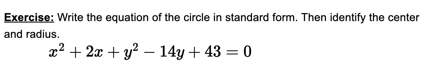 Solved Exercise: Write the equation of the circle in | Chegg.com