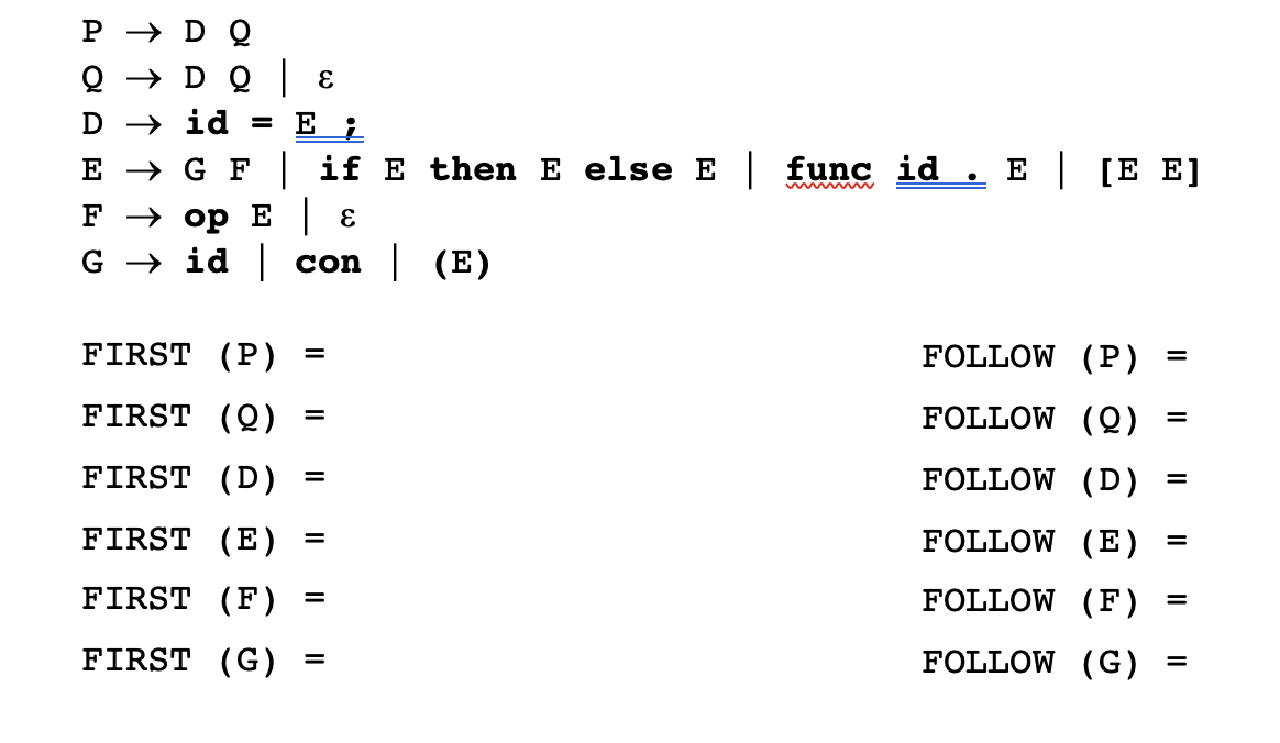 Compute the FIRST and FOLLOW sets for the following | Chegg.com