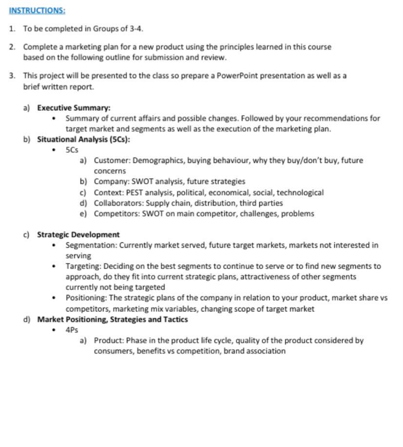 INSTRUCTIONS: 1. To be completed in Groups of 3-4. 2. | Chegg.com