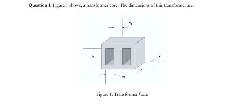 Solved Question 1. Figure 1 shows, a transformer core. The | Chegg.com