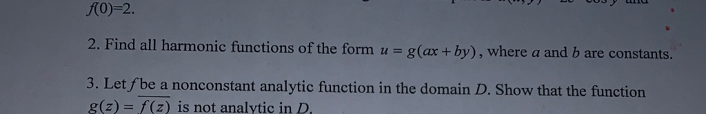 Solved f0)-2 2. Find all harmonic functions of the form u | Chegg.com