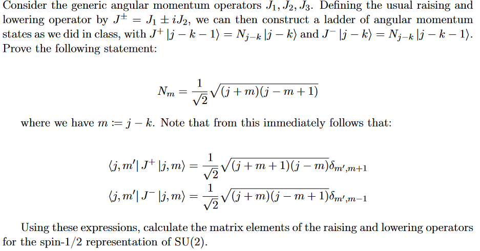 Solved Consider The Generic Angular Momentum Operators