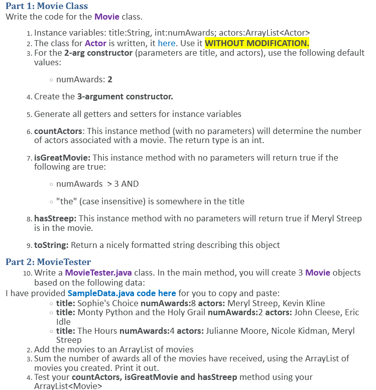 Solved public class Actor { private string fname; private | Chegg.com