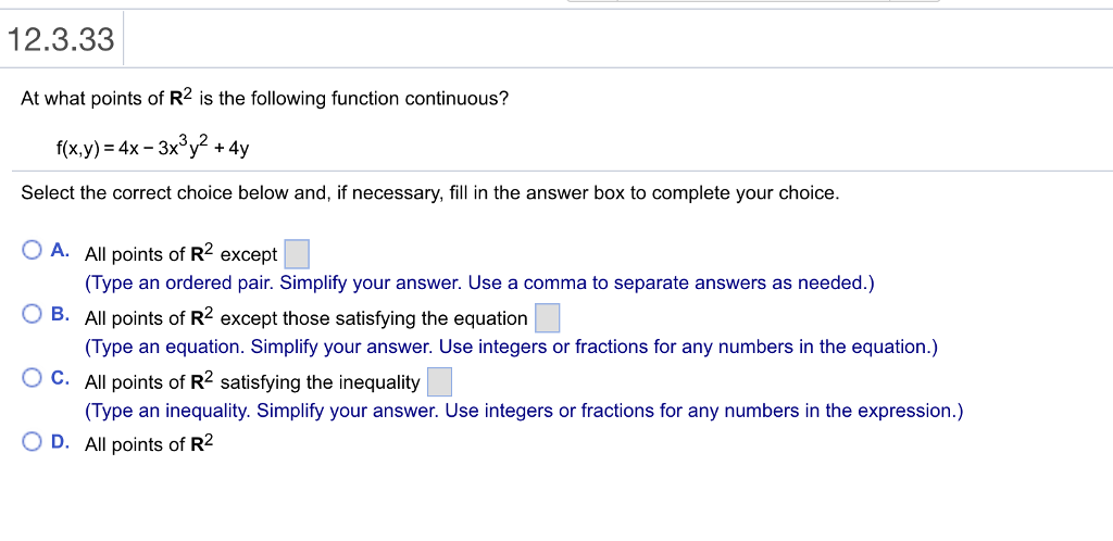 Solved 12.3.33 At what points of R2 is the following | Chegg.com