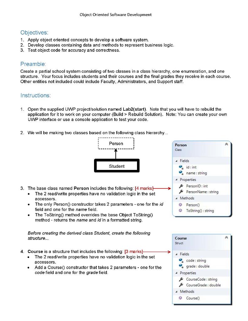 Solved Object Oriented Software Development Objectives: 1. | Chegg.com