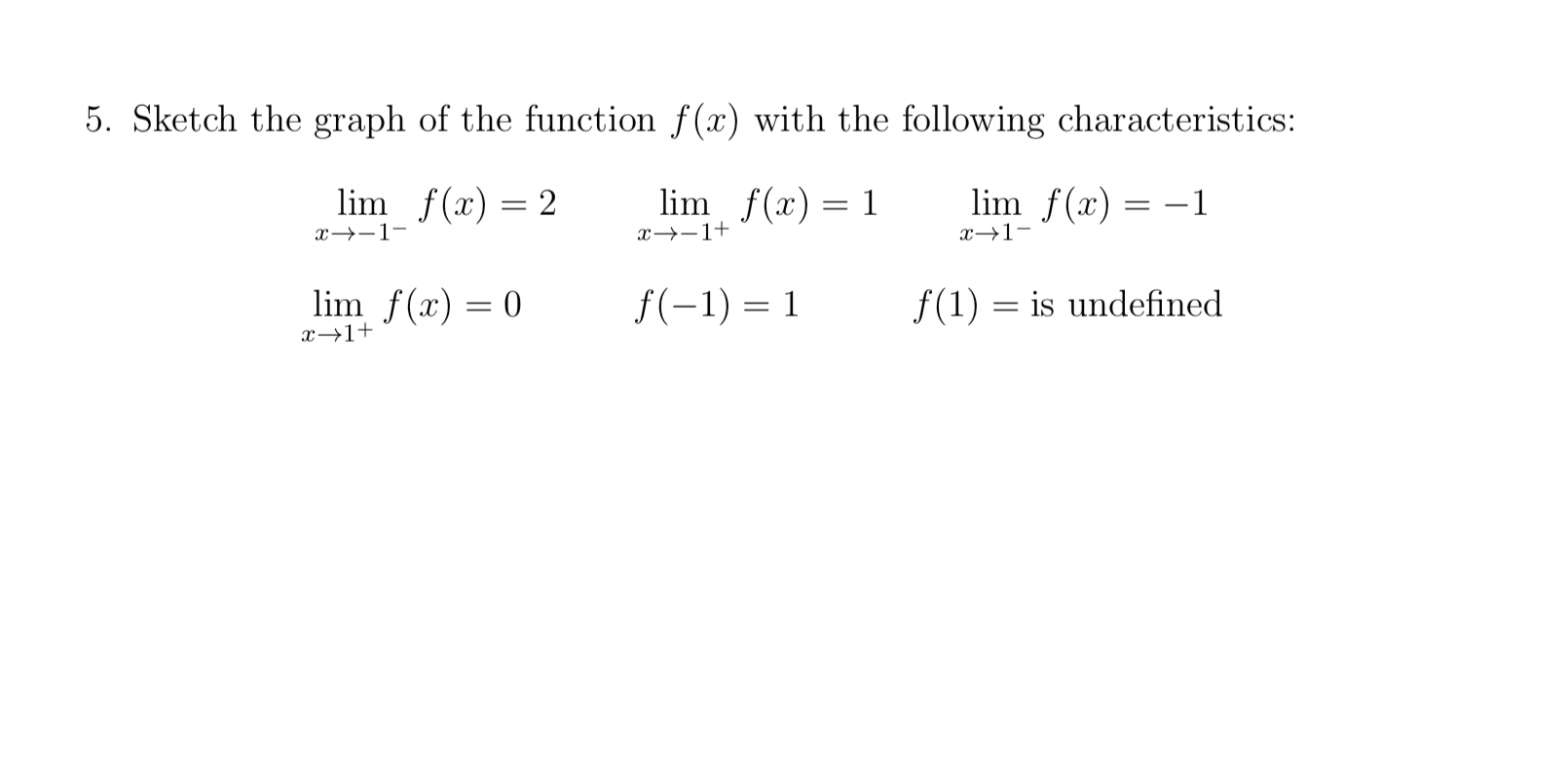 Solved 5. Sketch the graph of the function f(x) with the | Chegg.com