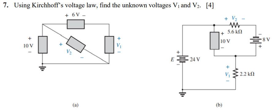 Solved Using Kirchhoff's voltage law, find the unknown | Chegg.com
