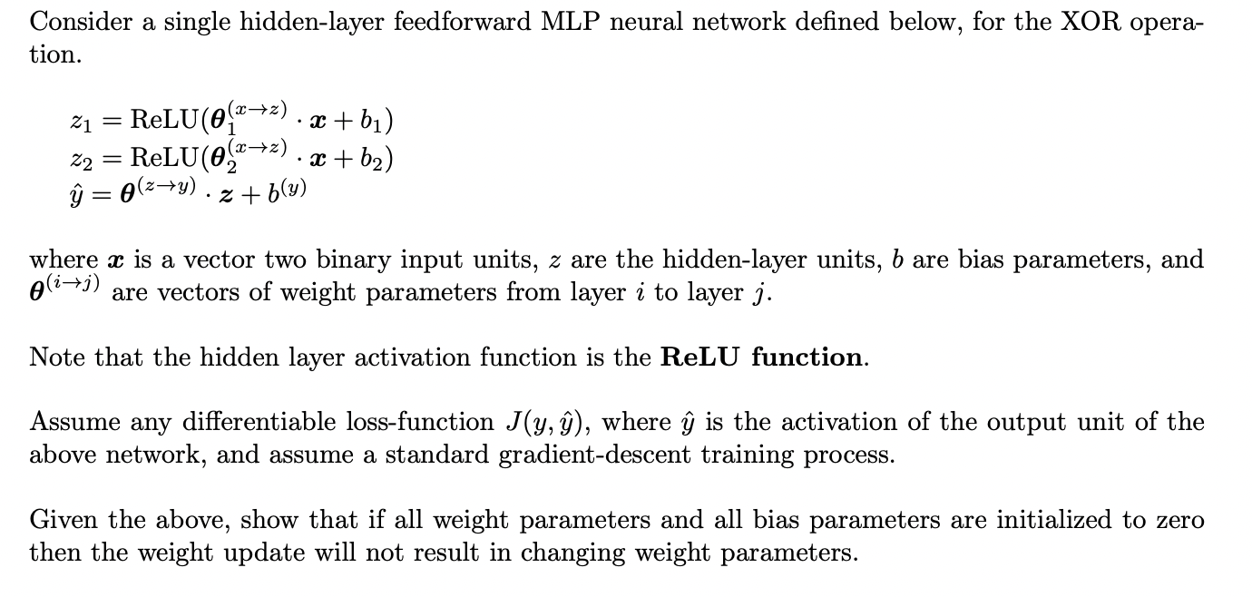 Solved Consider a single hidden-layer feedforward MLP neural | Chegg.com