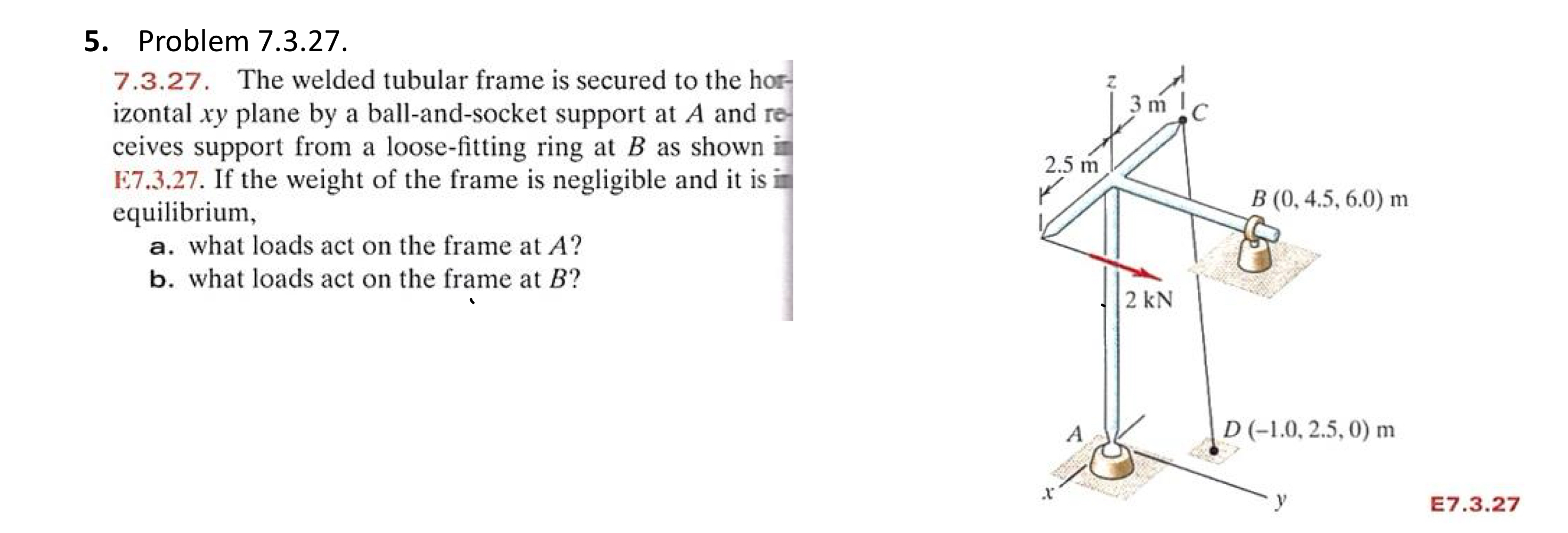 Solved Problem 7.3.27.7.3.27. ﻿The welded tubular frame is | Chegg.com
