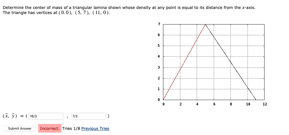 Solved Determine the center of mass of a triangular lamina | Chegg.com