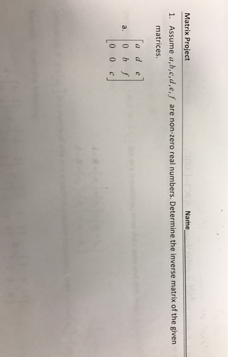 Solved Assume a, b, c, d, e, f are non-zero real numbers. | Chegg.com