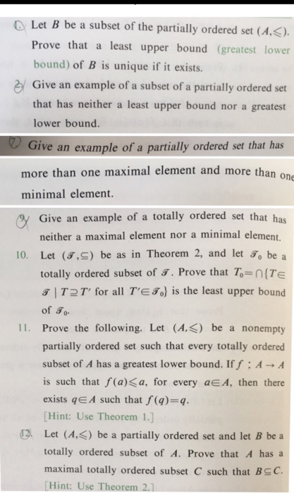 Solved Let B Be A Subset Of The Partially Ordered Set A