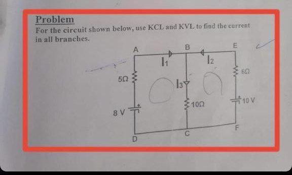 Solved Problem For the circuit shown below, use KCL and KVL | Chegg.com
