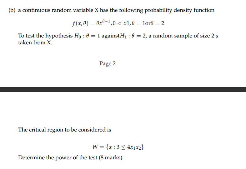 Solved ) a continuous random variable X has the following | Chegg.com