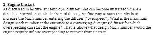 Solved 2. Engine Unstart As discussed in lecture, an | Chegg.com