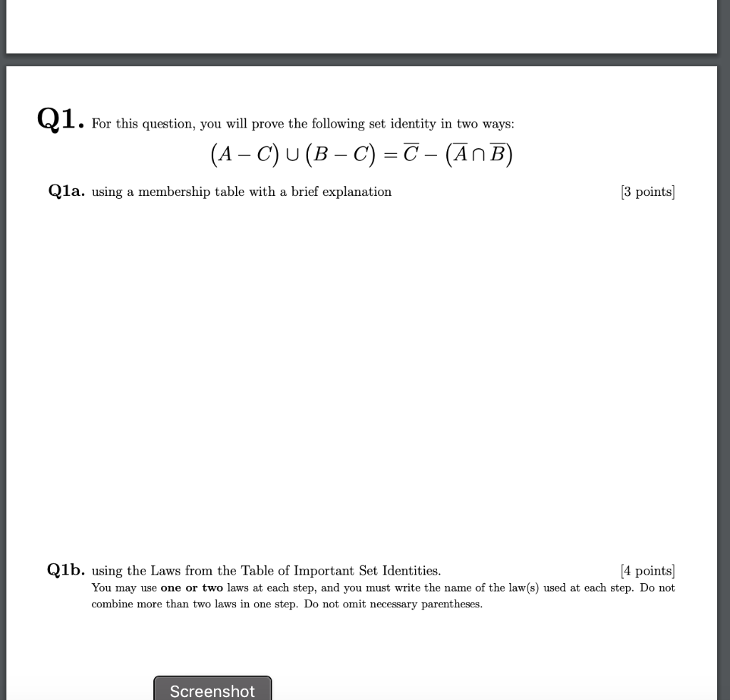 Solved .For this question, you will prove the following set | Chegg.com