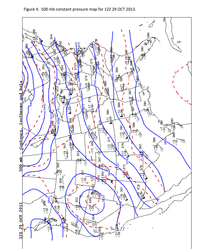 Solved Figure 4. 500mb constant pressure map for 12Z29 OCT | Chegg.com