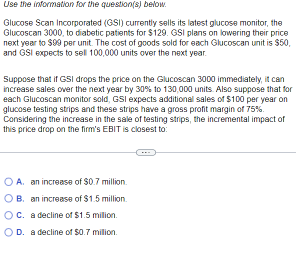 Solved Use the information for the question(s) below. | Chegg.com