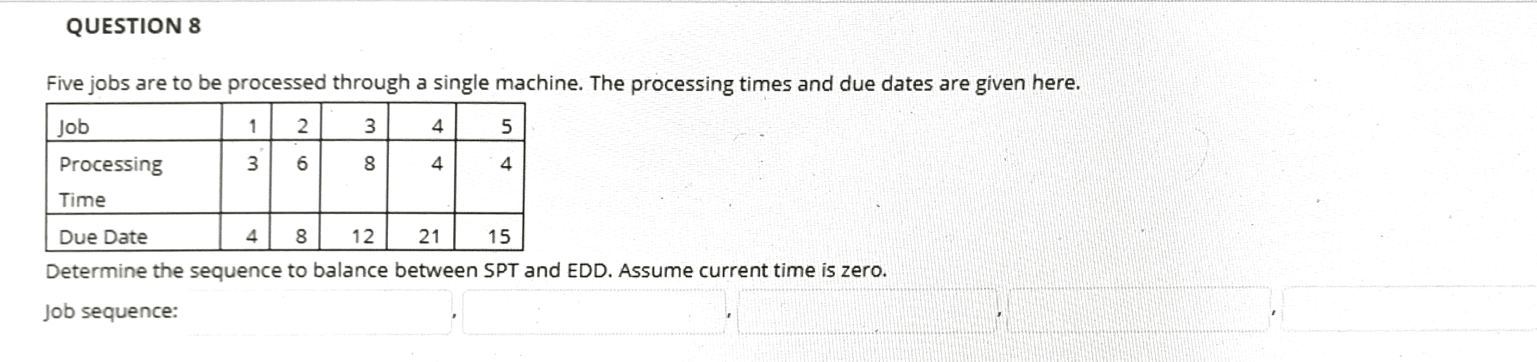 Solved QUESTION 8 Five jobs are to be processed through a | Chegg.com