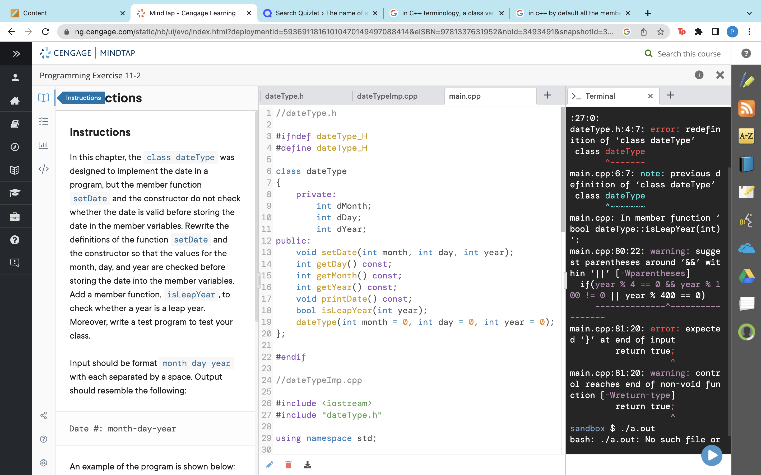 Solved In This Chapter The Class Datetype Was Designed To 