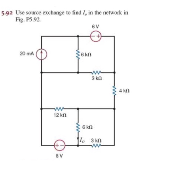 Solved 5.92 Use source exchange to find I, in the network in | Chegg.com