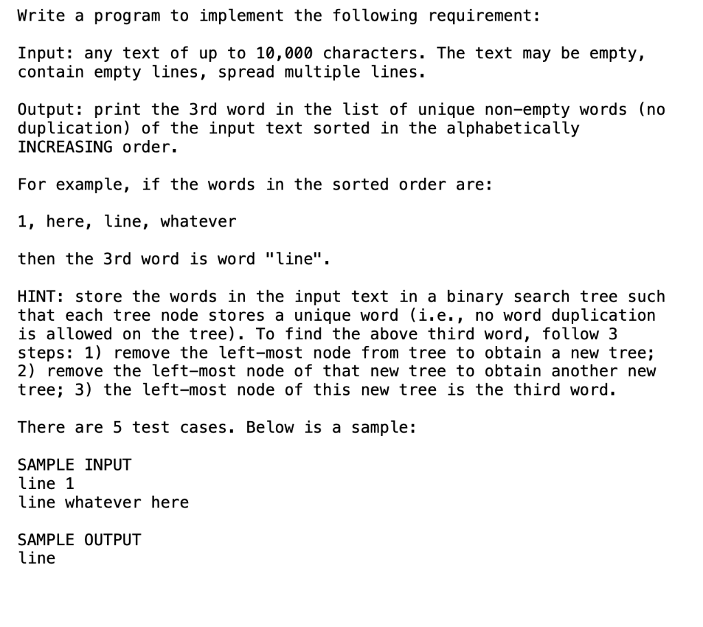 Solved Write a program to implement the following | Chegg.com