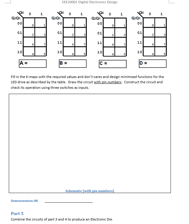 Solved Parts 3 and 4 create an electronic Die that simulates | Chegg.com