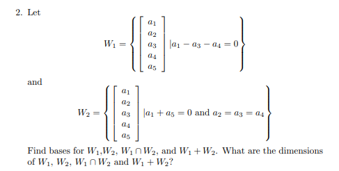 Solved DEFINITION: Let W1 and W2 be subspaces of a vector | Chegg.com