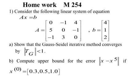 Solved 1) Consider the following linear system of equation | Chegg.com