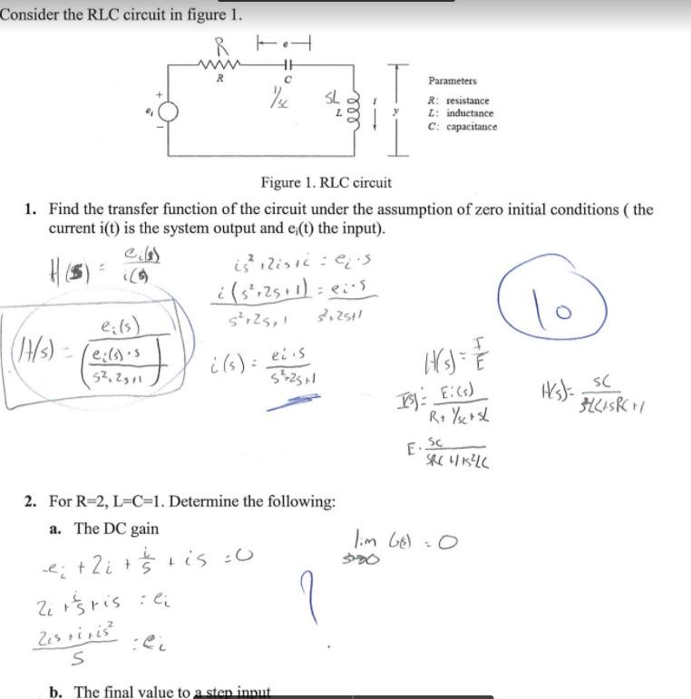 Solved Consider the RLC circuit in figure 1. R. w HE с R SL | Chegg.com